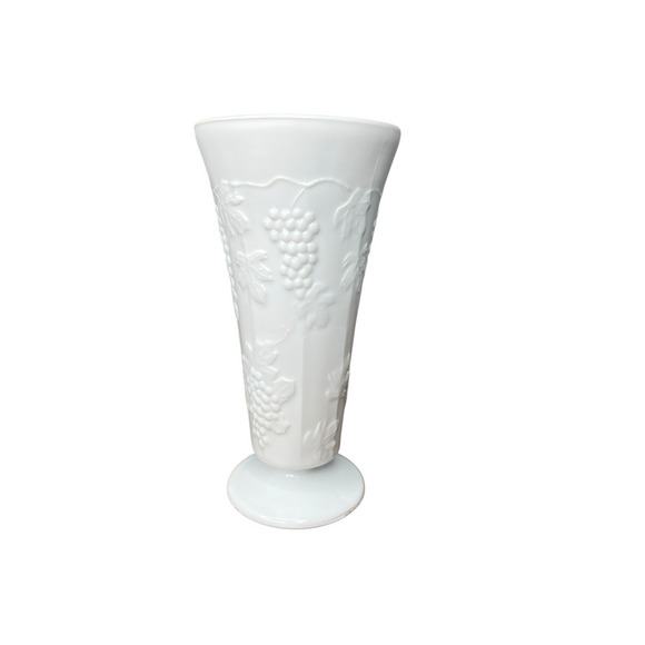 Accents | Vintage Colony 8 White Milk Glass Grape Pattern Flower Vase ...